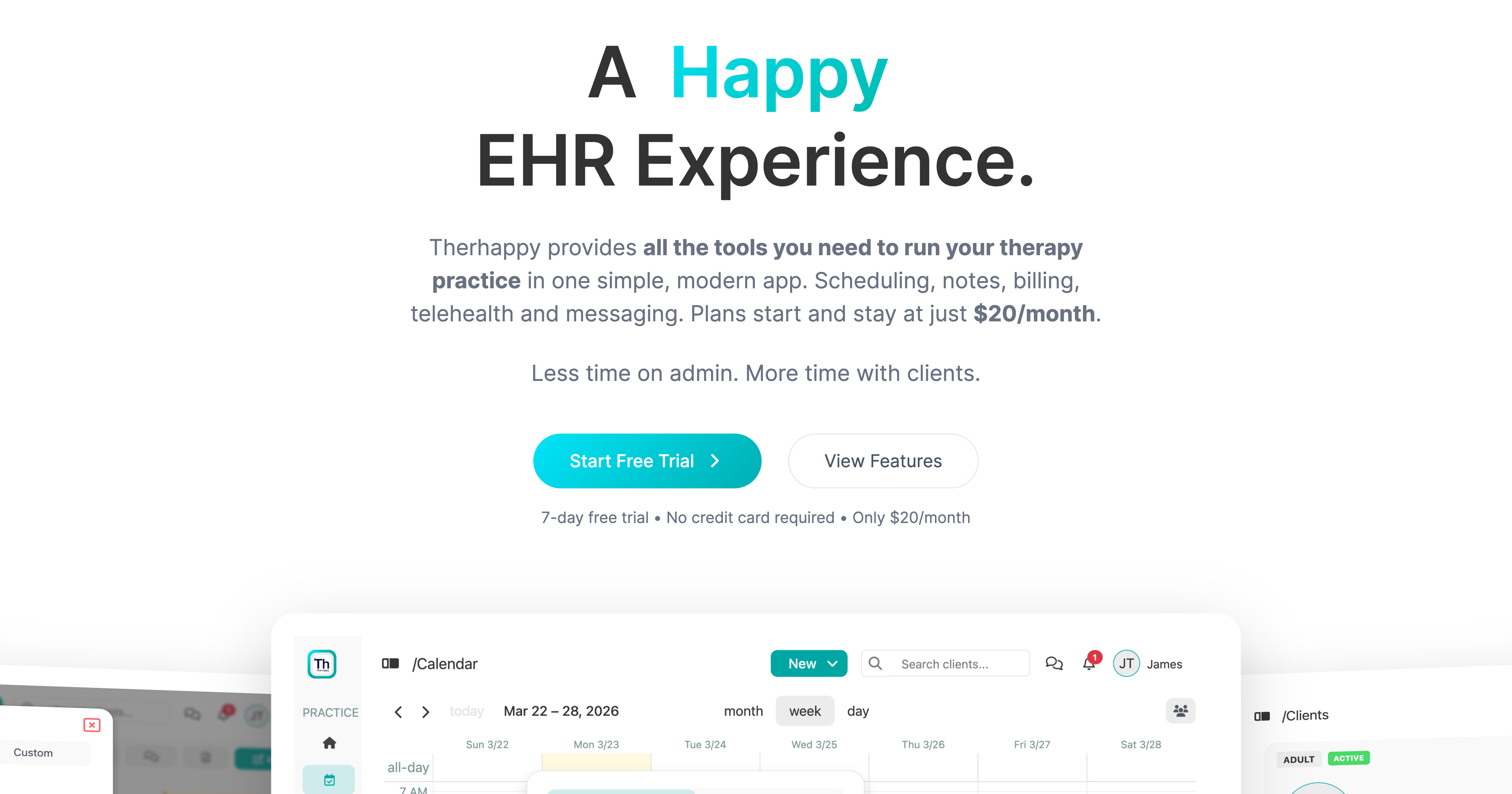 Therhappy App | Simple EHR for Therapists | $20/Month